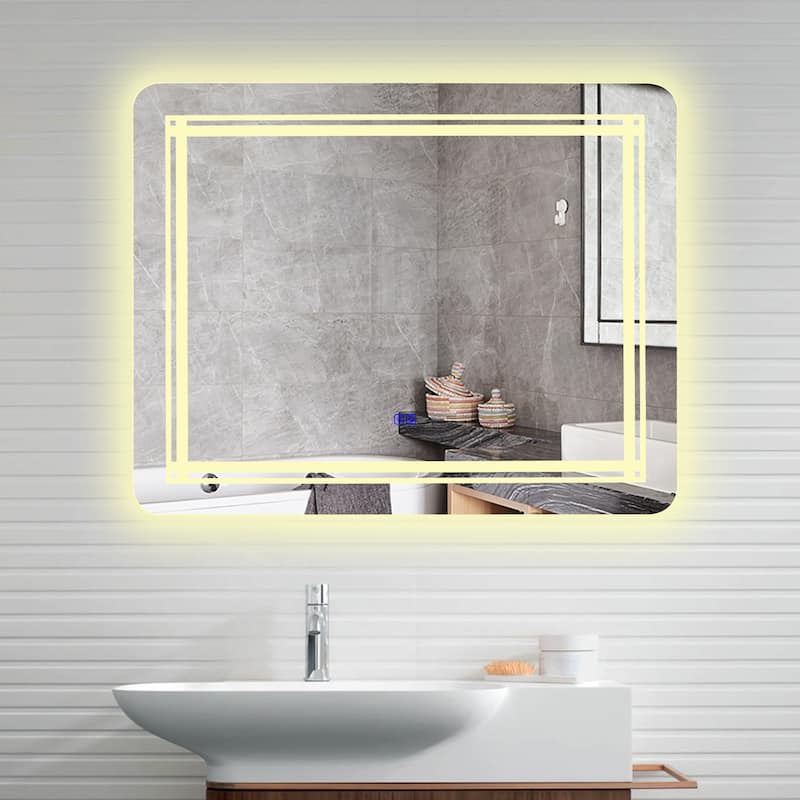Frameless Back Lit LED Mirror - Silver - Overstock - 32435053
