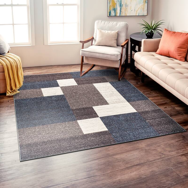 World Rug Gallery Modern Boxes Design Non-slip (Non-skid) Area Rug ...