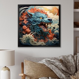 Designart "Japanese Dragon On The Wave Off Kanagawa IV" Dragons Wall ...