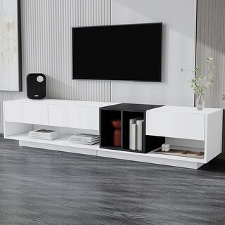 Versatile Two-Tone TV Stand for TVs up to 80'', Open and Hidden Storage ...