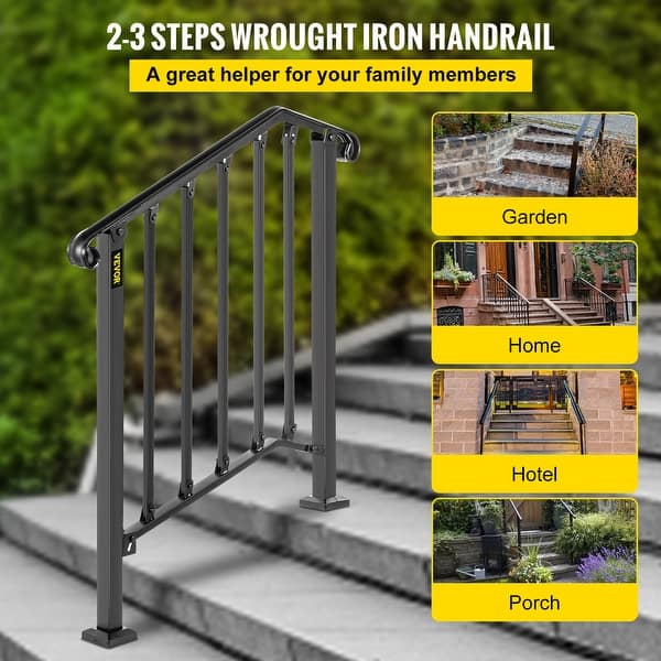 VEVOR Handrails for Outdoor Steps 1-4 Adjustabel Steps Outdoor Stair ...