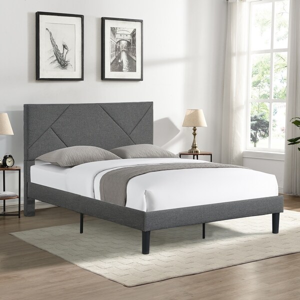 Slat Support Upholstered Full Platform Bed Frame with Headboard Bed Bath Beyond 40614018
