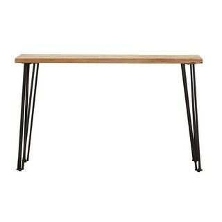 Rectangular Sofa Table with Metal Legs in Natural and Matte Black - Bed ...