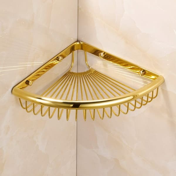 Shower Caddies Corner Shelf for Bathroom Brass Basket Organizers and ...