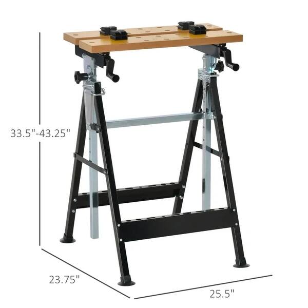 Natural-Black Carpenter Workbench with Protractor and Adjustable Height ...