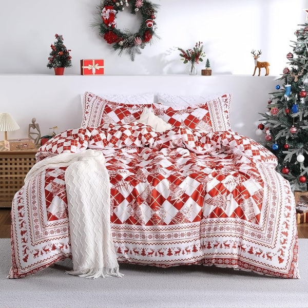 red patterned duvet sets