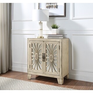 Transitional Style 28" Rectangular Console Table, 2 Mirror Glass Doors ...