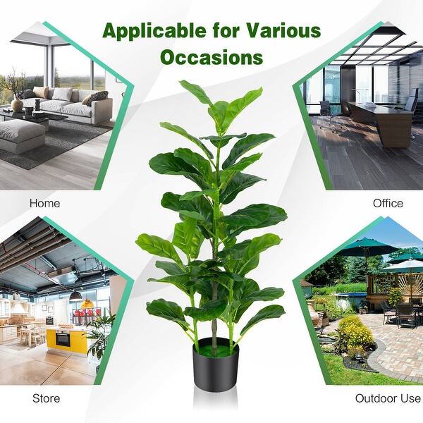 Gymax Artificial Tree 2-Pack Artificial Fiddle Leaf Fig Tree forIndoor ...