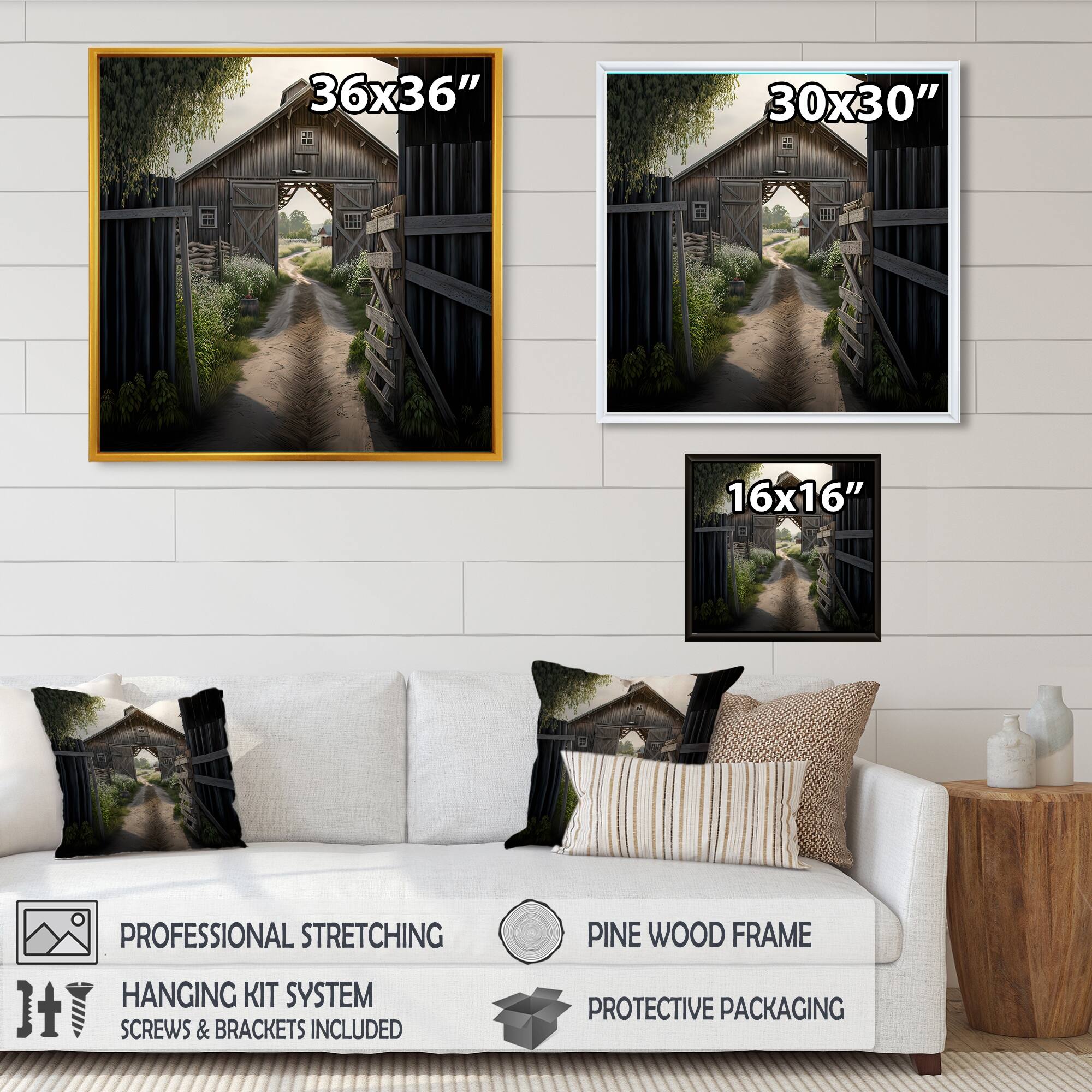 Designart Picturesque Winding Path And Barn I Farmhouse Country