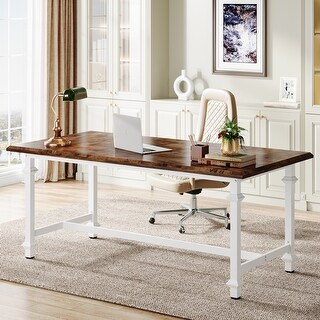 62.2-inch Rectangular Computer Desk with Metal Legs for Home Office ...