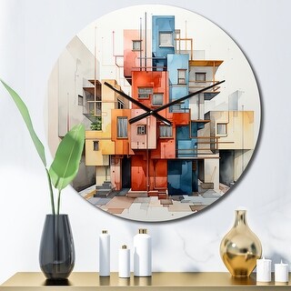 Designart "City Cubic Street Art" Cubism Oversized Wall Clock - Bed ...