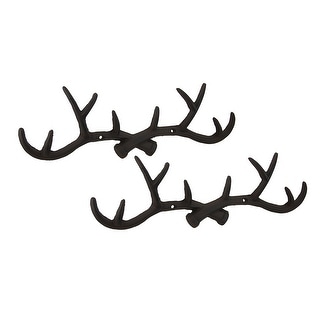 Cast Iron Crossed Antlers Rustic Brown Wall Hook Set of 2 - Bed Bath ...