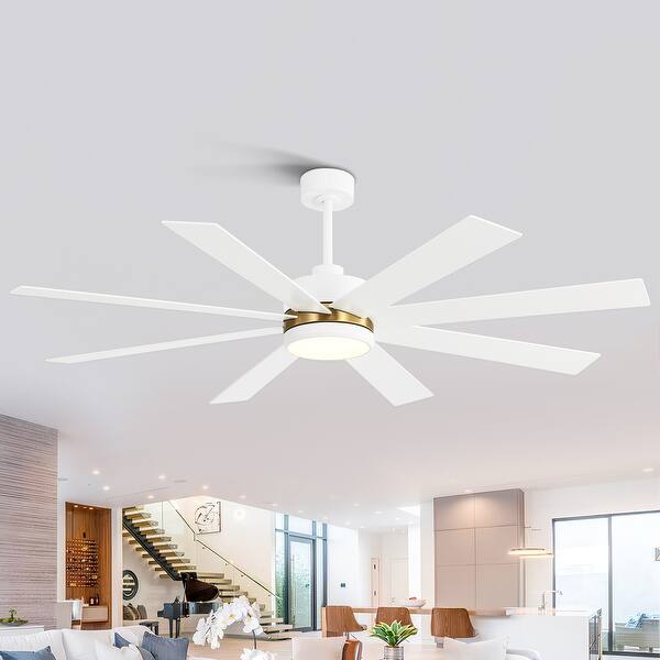 65 Inch 8-Blade Black LED Ceiling Fan with Light and Remote - On Sale ...