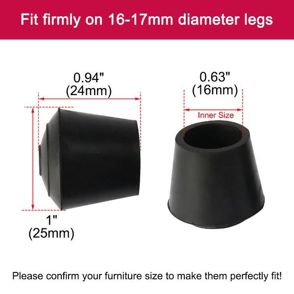 Rubber Leg Caps Tip Cup Feet Cover 5/8"Inner Dia 40pcs - Black - Bed ...