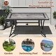 Aluminum Rectangle Patio Dining Table for 6 Seating Metal Steel Slat with Umbrella Hole - Bed ...
