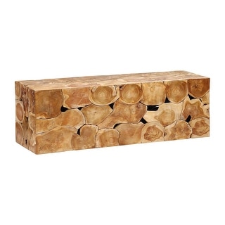 Scarlett 55-inch Rectangular Teak Root Solid Bench, Natural Finish ...