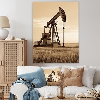 Designart "Sepia Oil Drilling Rig Fields Horizon I" Oil Rigs / Fields ...
