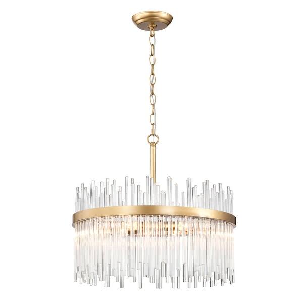 Casandra 5-light Shiny Bronze Chandelier with Clear Glass Bars - Shiny ...