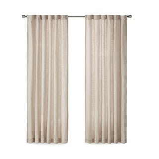 Gracie Mills Seraphine Faux Linen Rod Pocket and Back Tab Curtain Panel ...