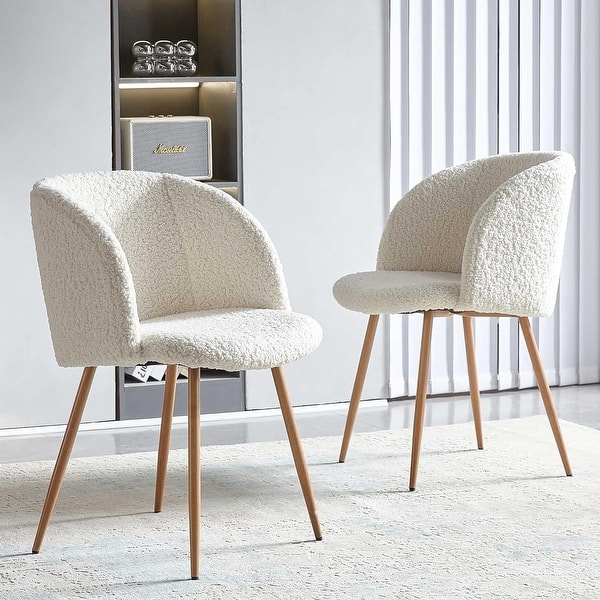 Howtai Cozy Accent Armchair, Fluffy Sherpa Dining Chair Set of 2 - Bed ...