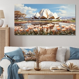 Designart "Indian Art Lotus Temple" Indian Art Wall Art White Global ...