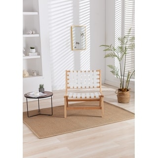 Solid Wood Frame Chair With White Wool Carpet. Modern Accent Chair ...
