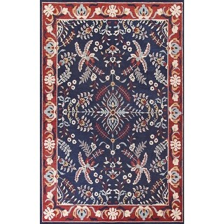 Traditional Navy Blue Sarouk Hand-Tufted Oriental Rug - Bed Bath ...