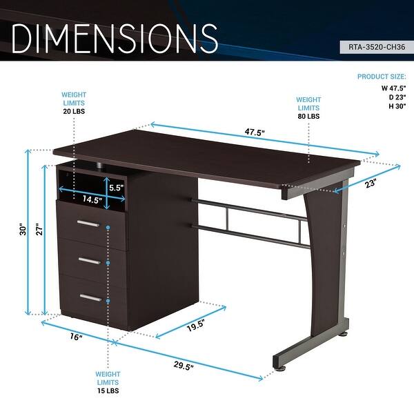 Solid Wood Steel Computer Desk with Ample Storage - Bed Bath & Beyond ...