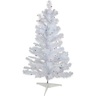 3' White Iridescent Pine Artificial Christmas Tree Multi Lights - 3 ...