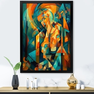 Designart "Abstracting The Cubist Form V" Abstract Cubism Framed Canvas ...