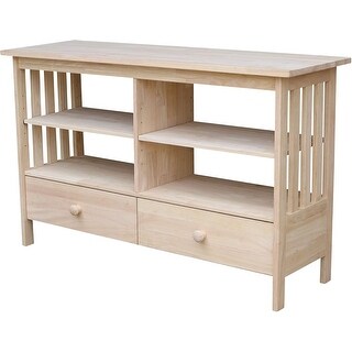 TV Stand, Solid Real Wood, Parawood, 48x16x30, Unfinished, Paint or ...