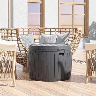Outdoor Resin Round Deck Box Storage for Garden,Patios,Backyards,Tools ...