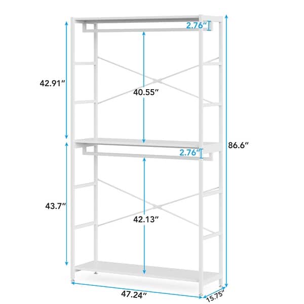Double Rod Closet Organizer, Freestanding 3 Tiers Shelves Garment Racks ...