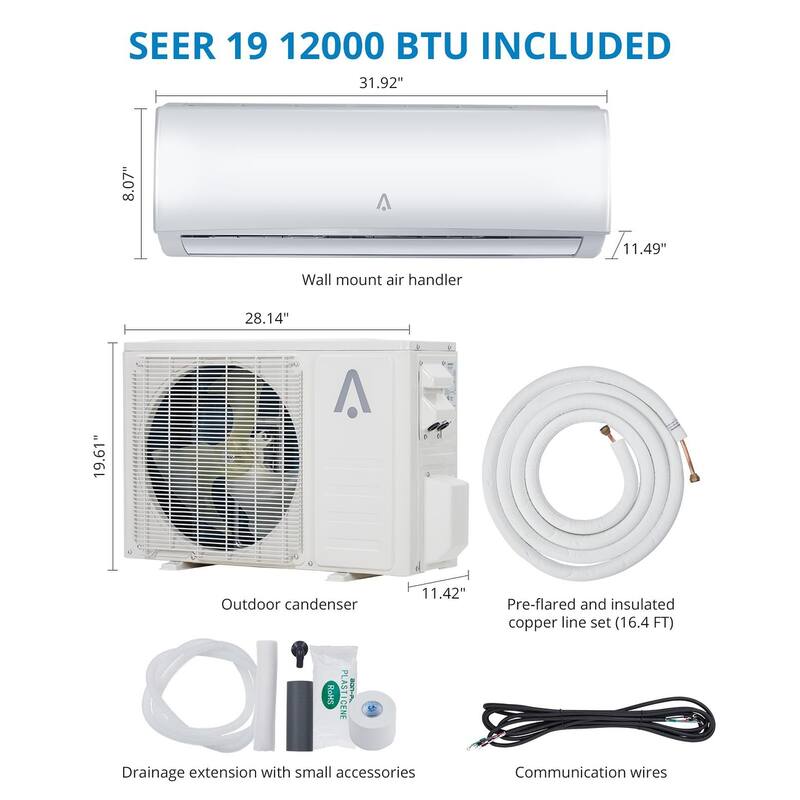 12 000 Btu Mini Split Ac 19 Seer2 Wall Mounted Ac With Heat Pump Bed