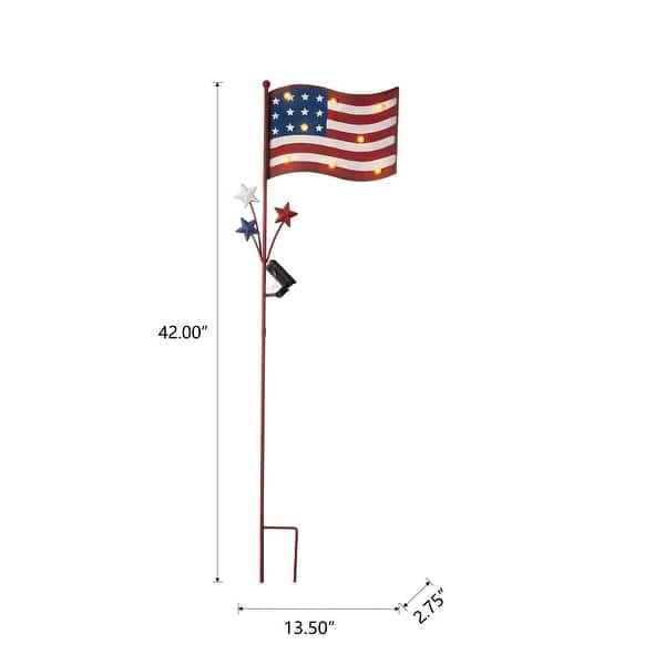 Glitzhome 42"H Metal American Flag Yard Stake with Solar Lights - Bed ...