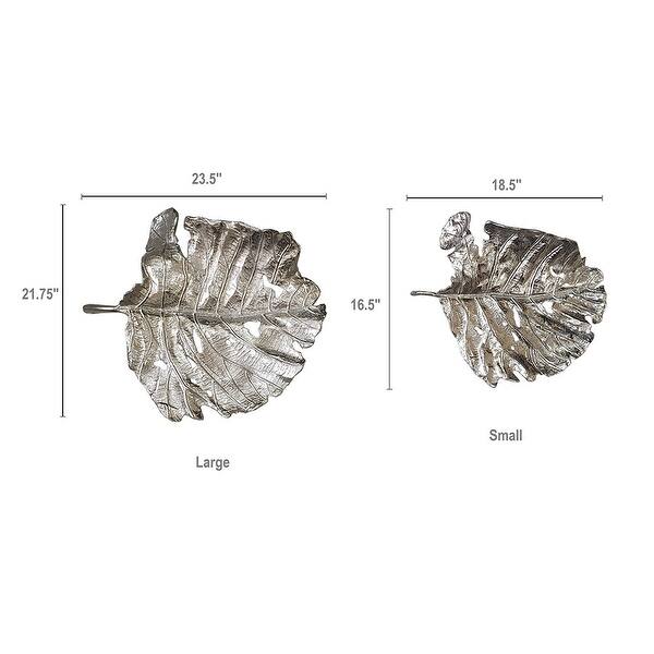 Set of 2 Shiny Silver Leaves Wall Art - Bed Bath & Beyond - 35291842