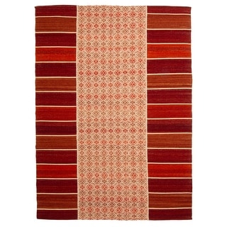 ECARPETGALLERY Flat-Weave Ankara FW Beige Wool Kilim - 5'5 x 7'6 - Bed ...