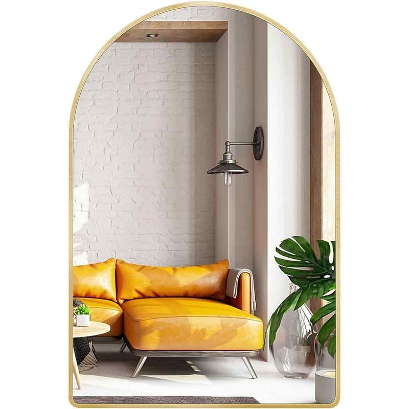 Golden Metal Full Body Mirror Wall Mounted Aluminium Alloy Frame ...