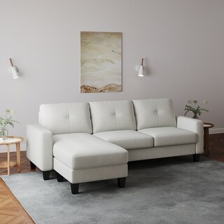 Compact Corner Sofa for Small Spaces, L Shape with Convertible Ottoman ...