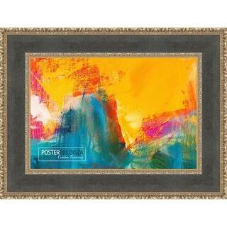 36x25 Distressed/Aged Gold Complete Wood Picture Frame with UV Acrylic ...