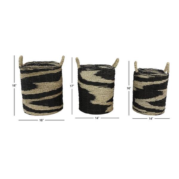 Black Dried Plant Material Eclectic Storage Basket (Set of 3) - S/3 18 ...