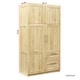 Clihome 40in. Wooden High Wardrobe with 2 Drawers and 5 Storage Spaces ...