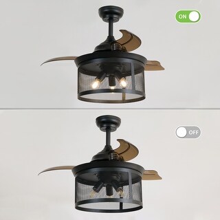 ExBrite 36 Inch Remote Retractable Blades Ceiling Fans with Lights ...