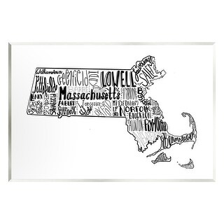 Stupell Massachusetts State Cities Typography Wall Plaque, Design By ...