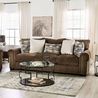 Furniture of America Bilson Traditional Chenille Rolled Arms Sofa - Bed ...