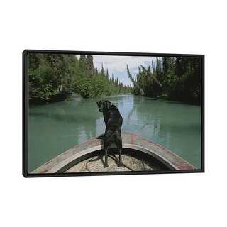iCanvas "A Black Labrador Dog Travels Up The Kenai River On A Boat's ...