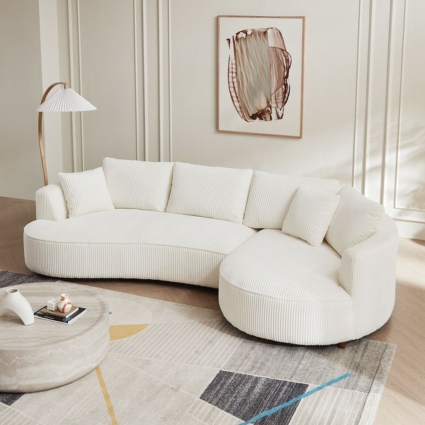 Corduroy Oversized Sectional Sofa, Modern Couch with Chaise, Comfy Sofa ...