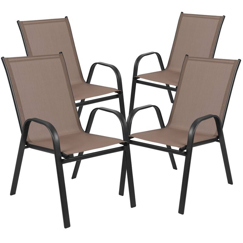 Outdoor Stacking Sling Patio Chairs (Set of 4) - Overstock - 31872232