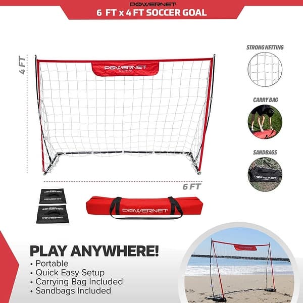 PowerNet 6x4 Ft Ultra Light Weight Soccer Goal with Sandbags (1202 ...