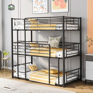 Multi-functional Design Twin Triple Bed with Built-in Ladder, Divided ...
